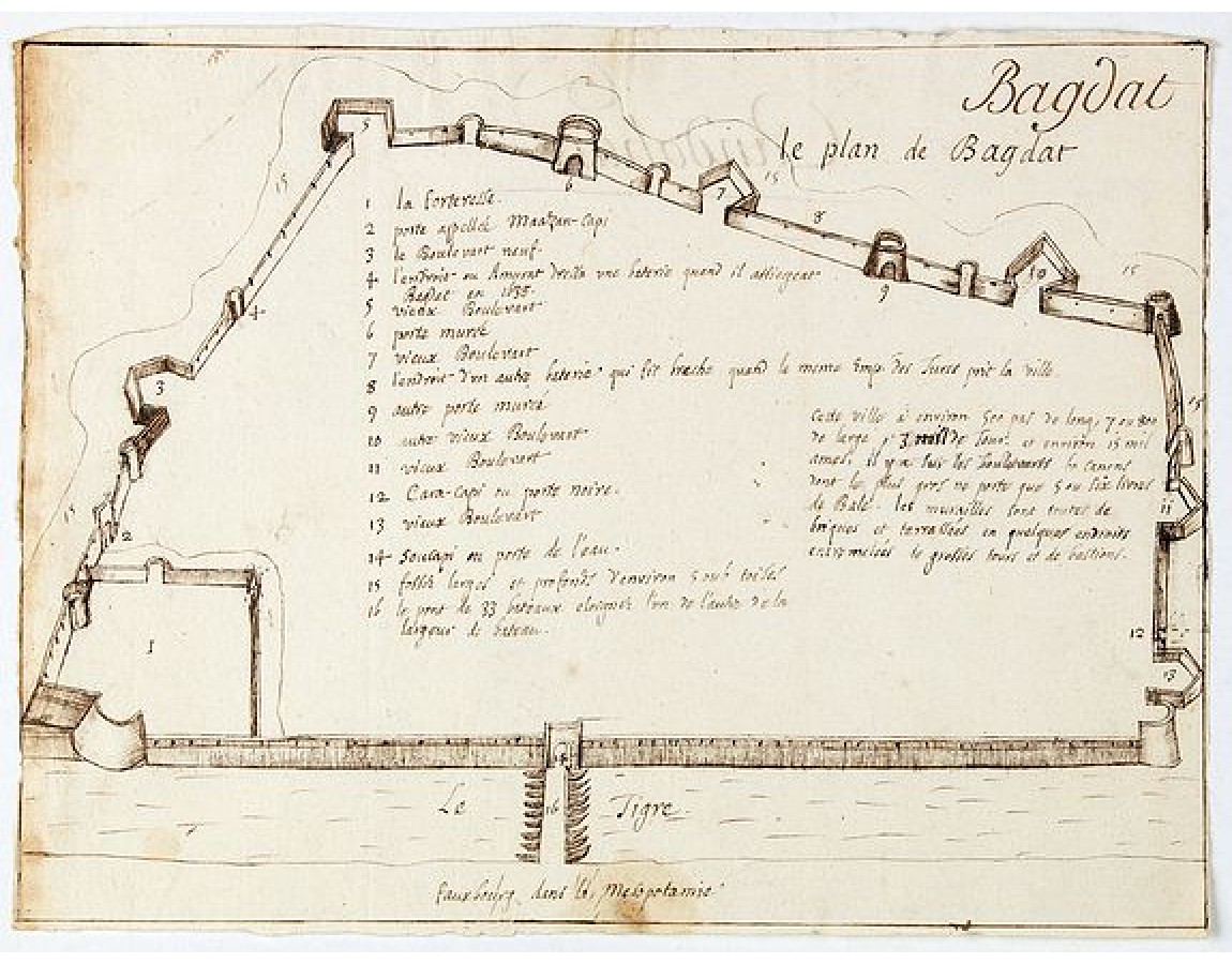 ANONYME - Bagdat le plan de Bagdat. [Manuscript plan of Bagdad]