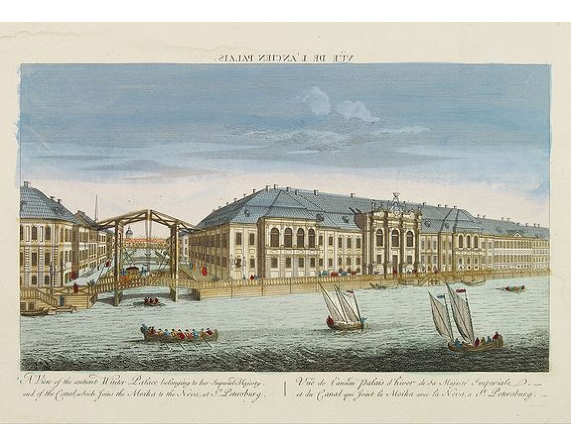 ANONYME. - Vuë de l'ancien Palais d'hiver de sa Majesté Imperiale et du Canal qui Joint la Moika ...