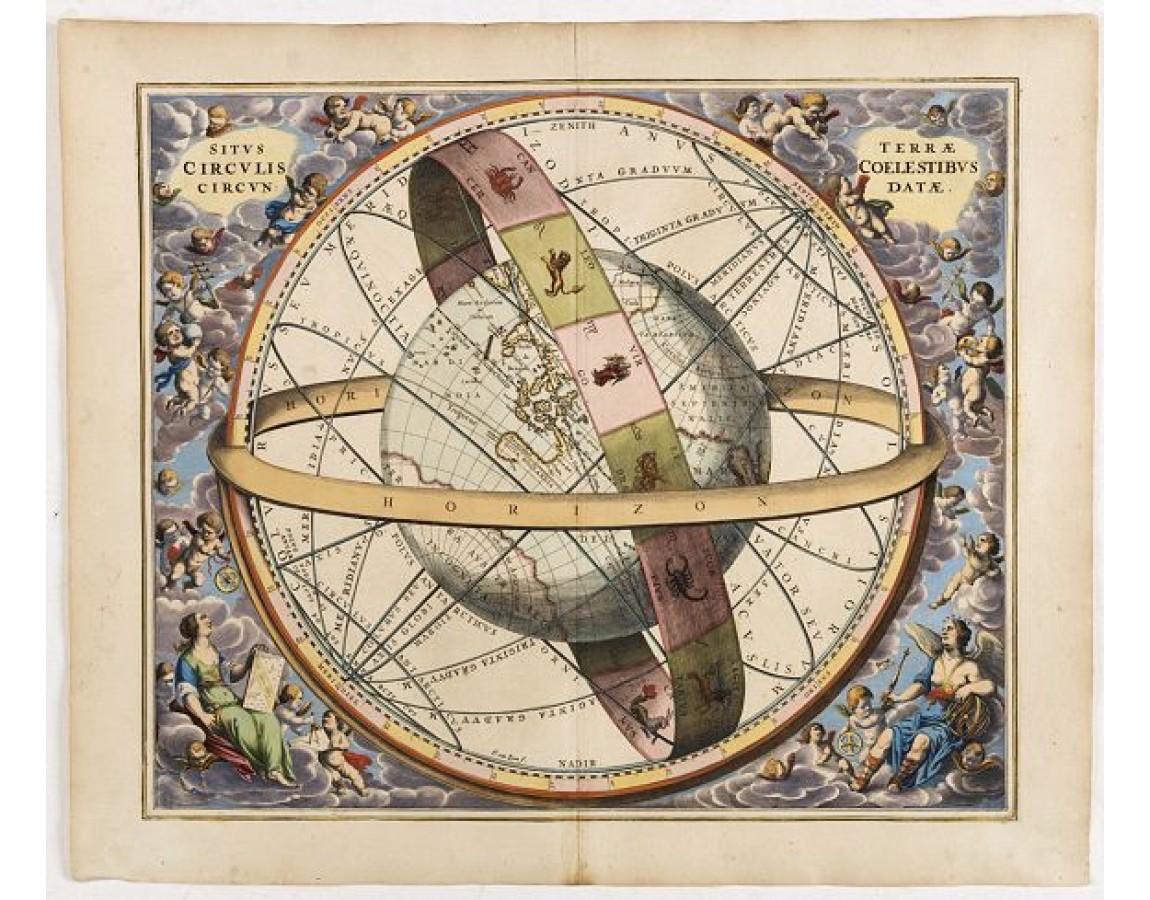 CELLARIUS, A. - Situs Terrae Circulis Coelestibus circundatae.. ; loeb ...