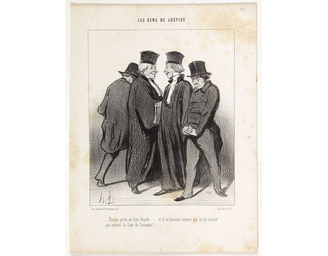 DAUMIER, H. - Encore perdu en Cour Royale .... et il se lamente comme s ...
